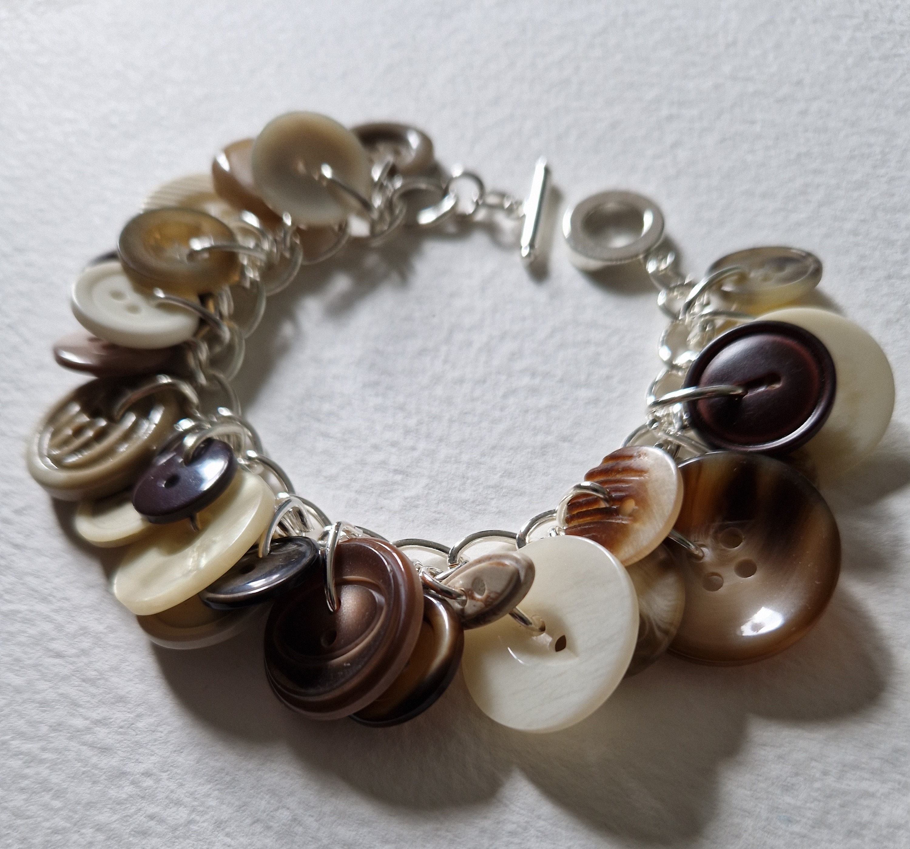 Button Charm Bracelet Brown Natural Autumn Mix - Etsy