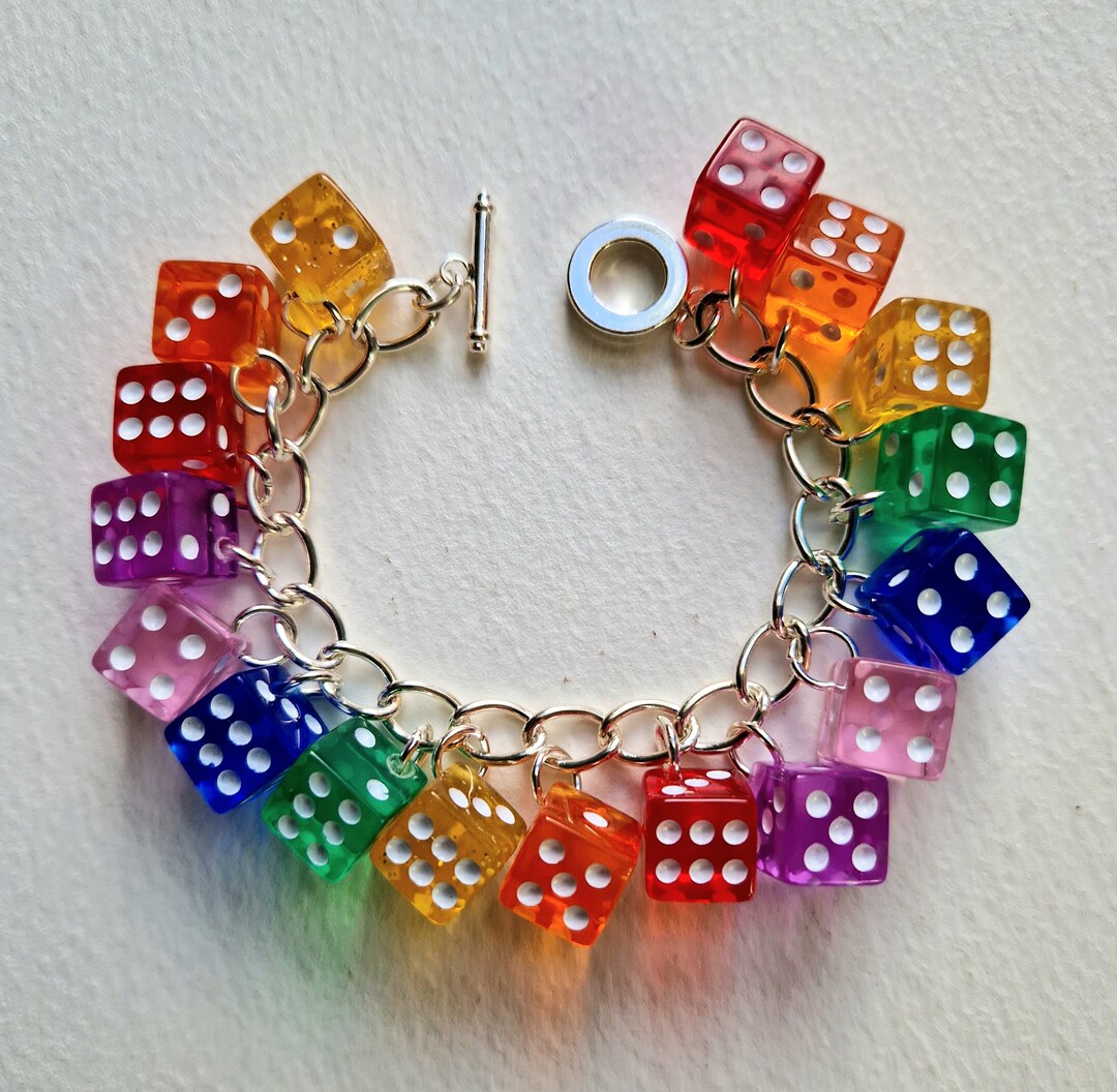 Plastic Fantastic Rainbow Dice Charm Bracelet Rock N Roll Vegas Fun - Etsy