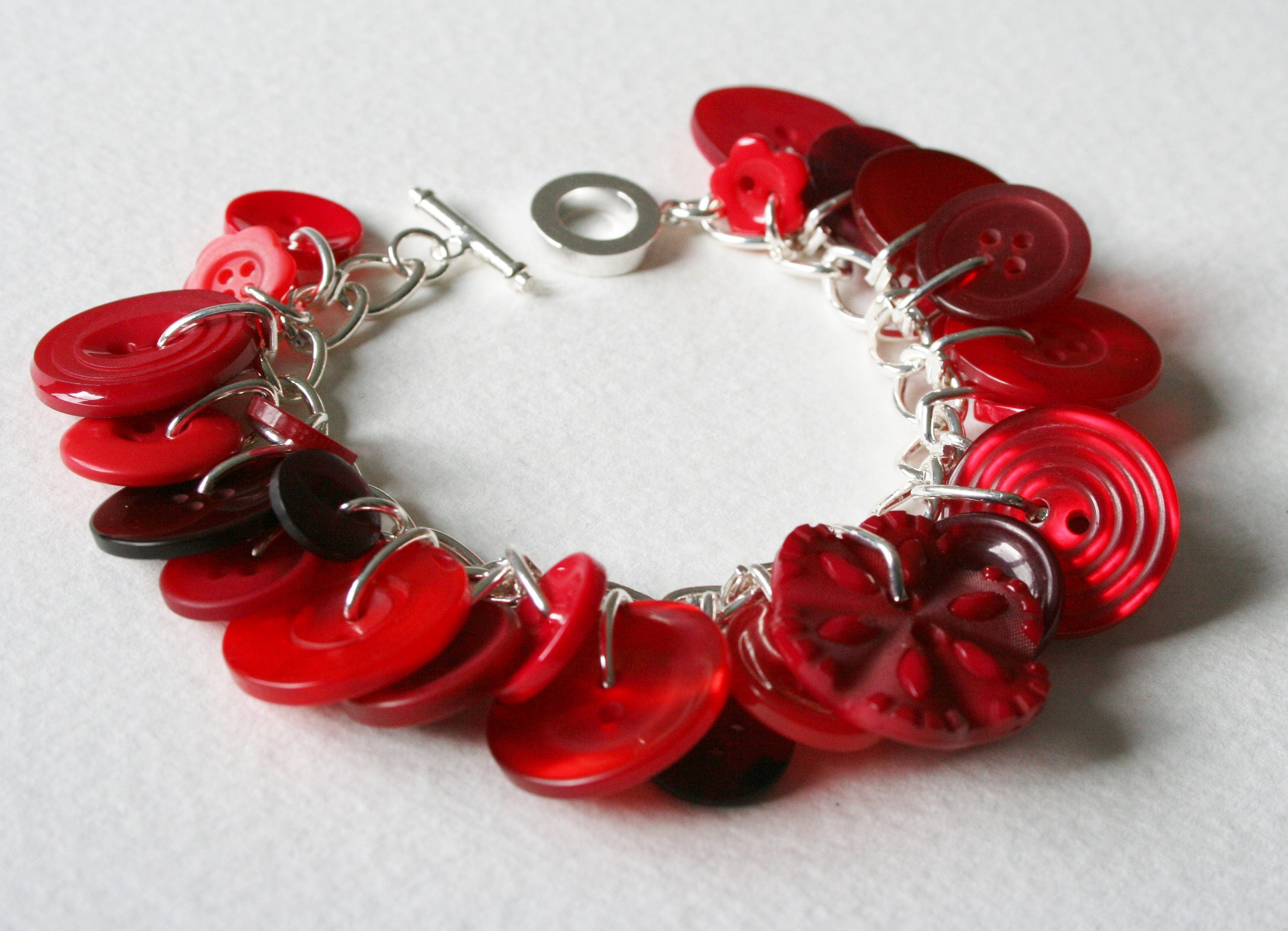 Button Charm Bracelet Cherry Red - Etsy