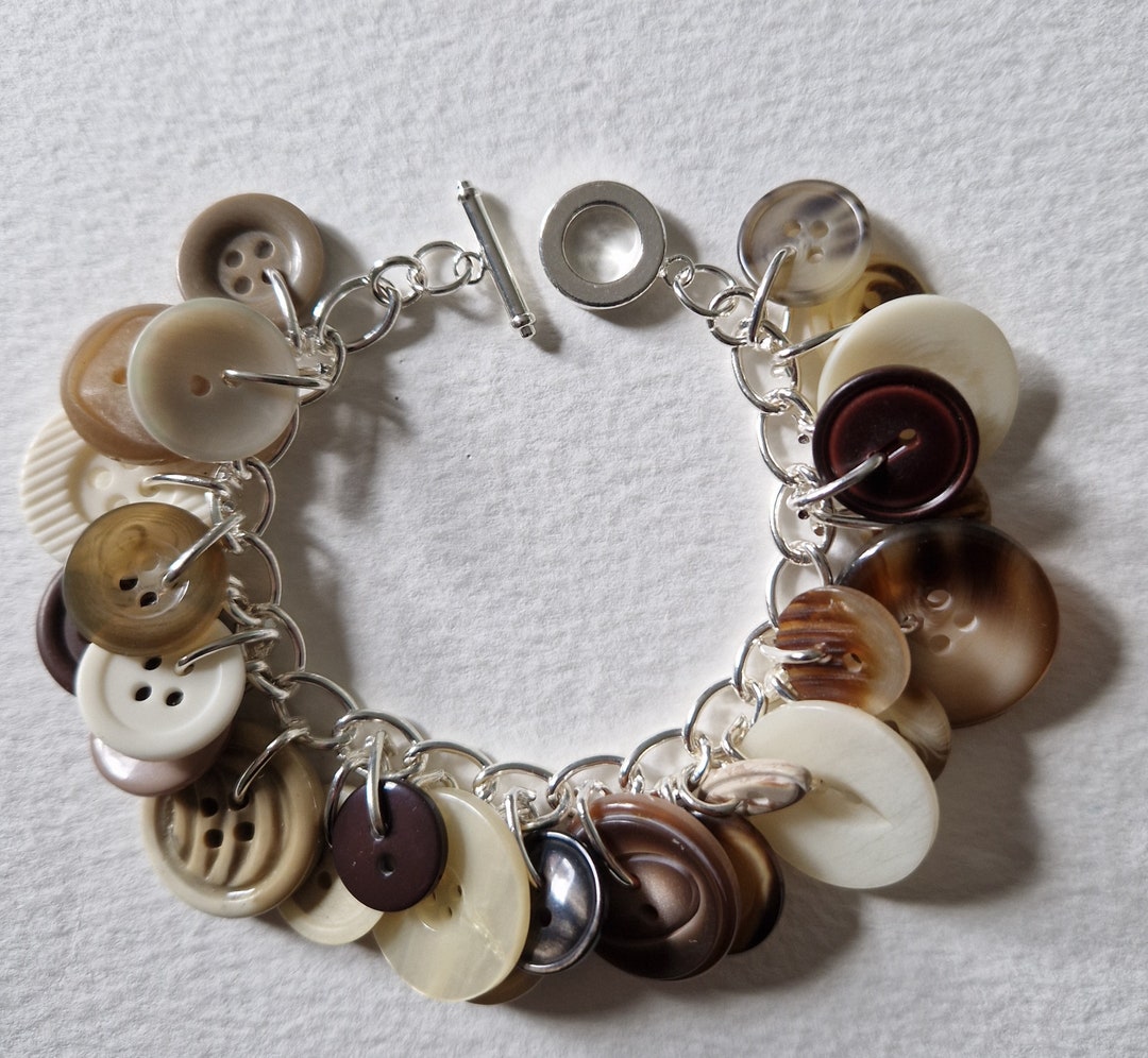 Button Charm Bracelet Brown Natural Autumn Mix - Etsy