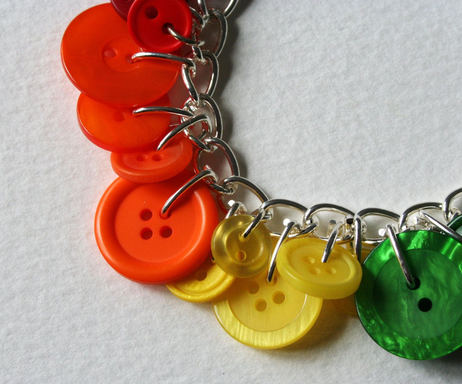 Rainbow Button Charm Bracelet Rainbow Multicolors Love and Support - Etsy
