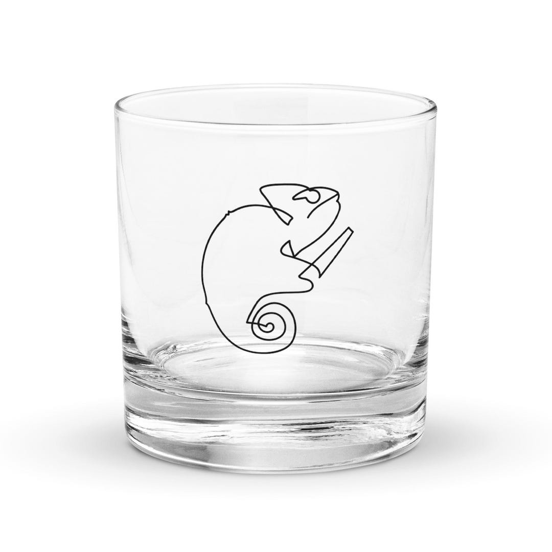 Chameleon One Line Drawing Rocks Glass - Etsy