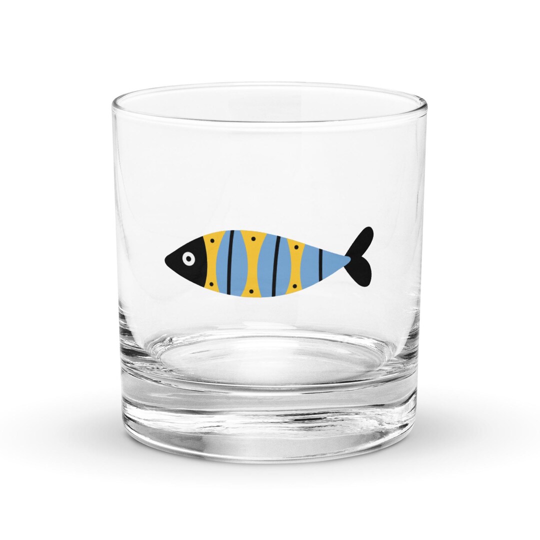 Ronnie Colorful Fish Rocks Glass - Etsy