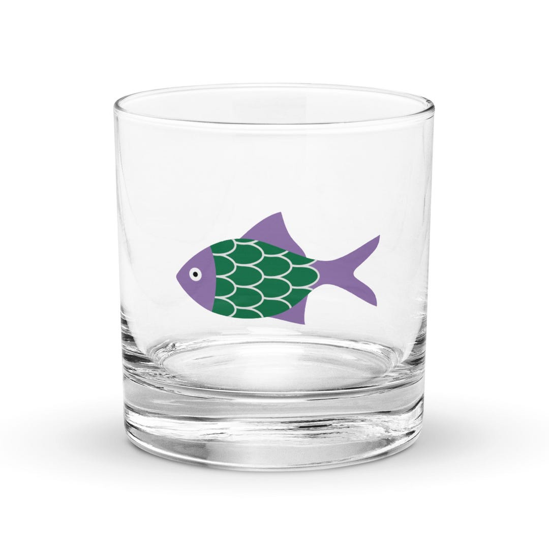 Polly Colorful Fish Rocks Glass - Etsy