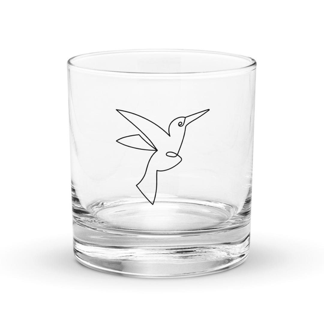 Colibri One Line Drawing Rocks Glass - Etsy