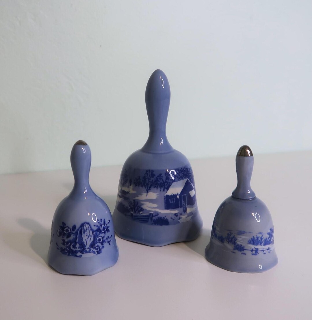 Vintage Blue and White Porcelain Bells | Delft-style Decorative Bell ...