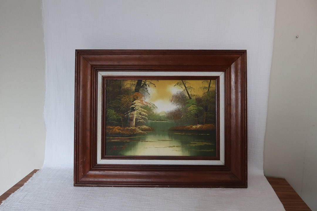 Vintage Original Oil Painting of a Swamp Wooden Frame - Etsy