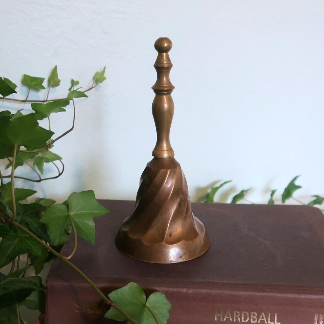 Vintage Brass Bell | Handheld Desk School Bell | Unique Swirl Design ...