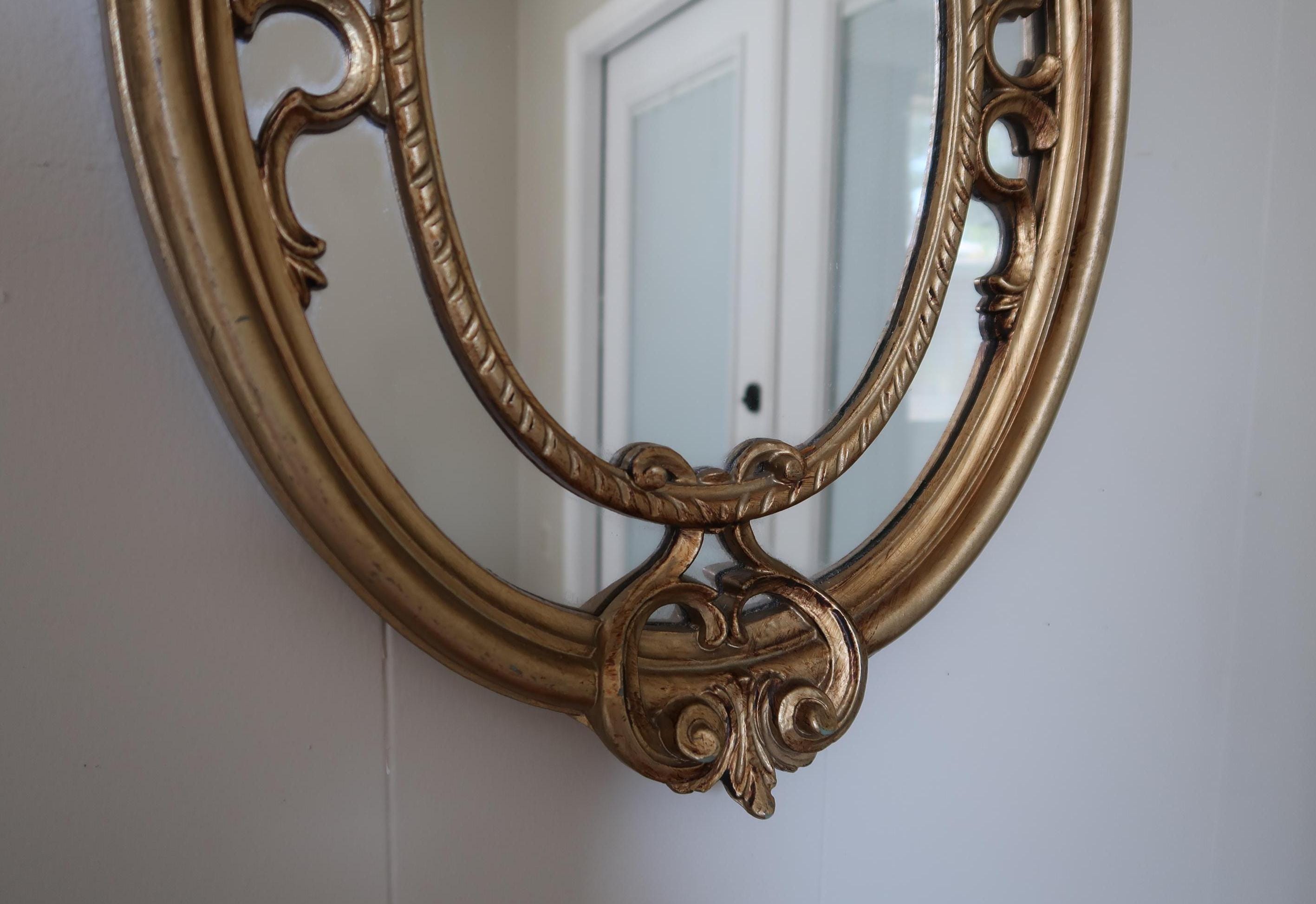 Vintage Ornate Gold Italian Wall Mirror Oval Rococo Style Made in Italy ...