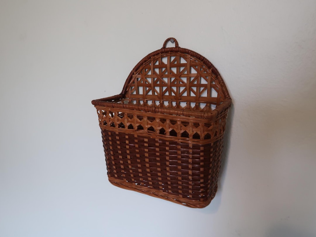 Vintage Wicker Wall Basket | Boho Hanging Storage Basket | Rattan Mail ...