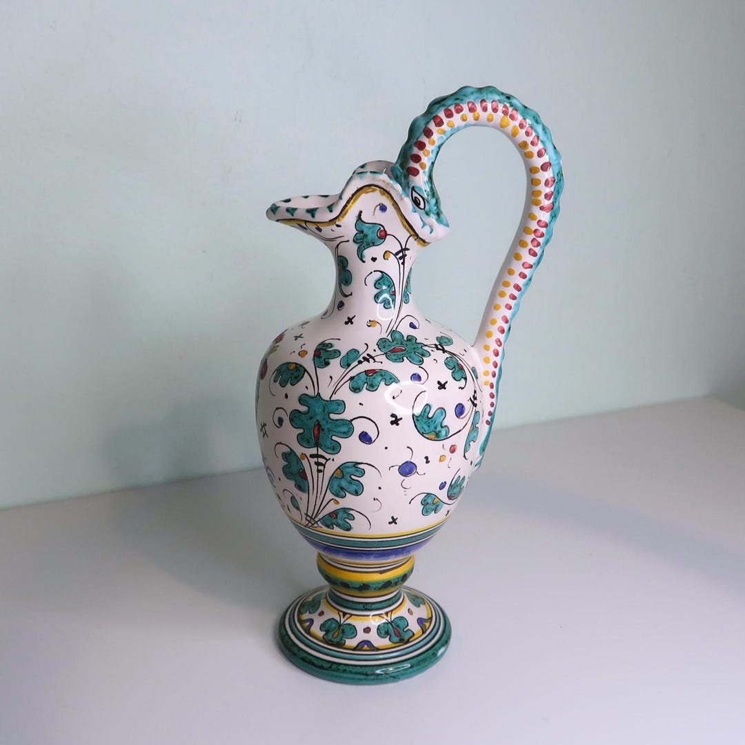 Vintage Grazia Deruta Rooster Pitcher | Italian Hand Painted Ceramic ...