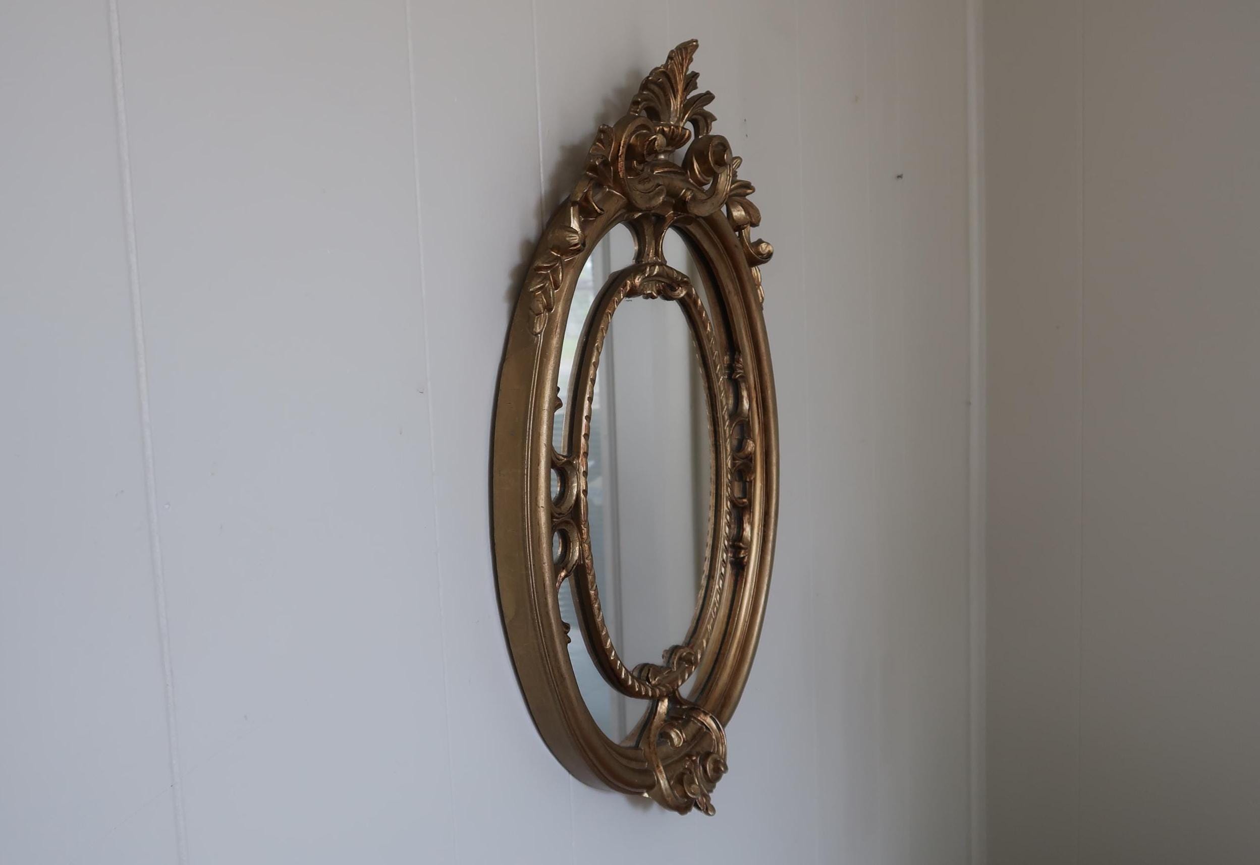 Vintage Ornate Gold Italian Wall Mirror Oval Rococo Style Made in Italy ...