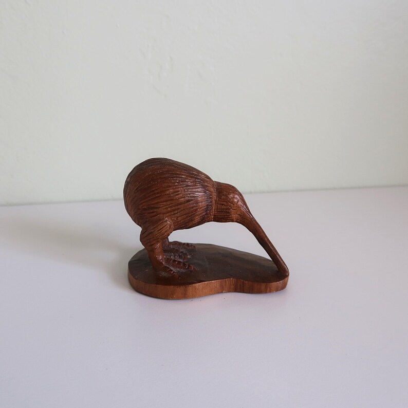 Vintage Hand Carved Kauri Wood Kiwi Bird Figurine: New Zealand Folk Art ...