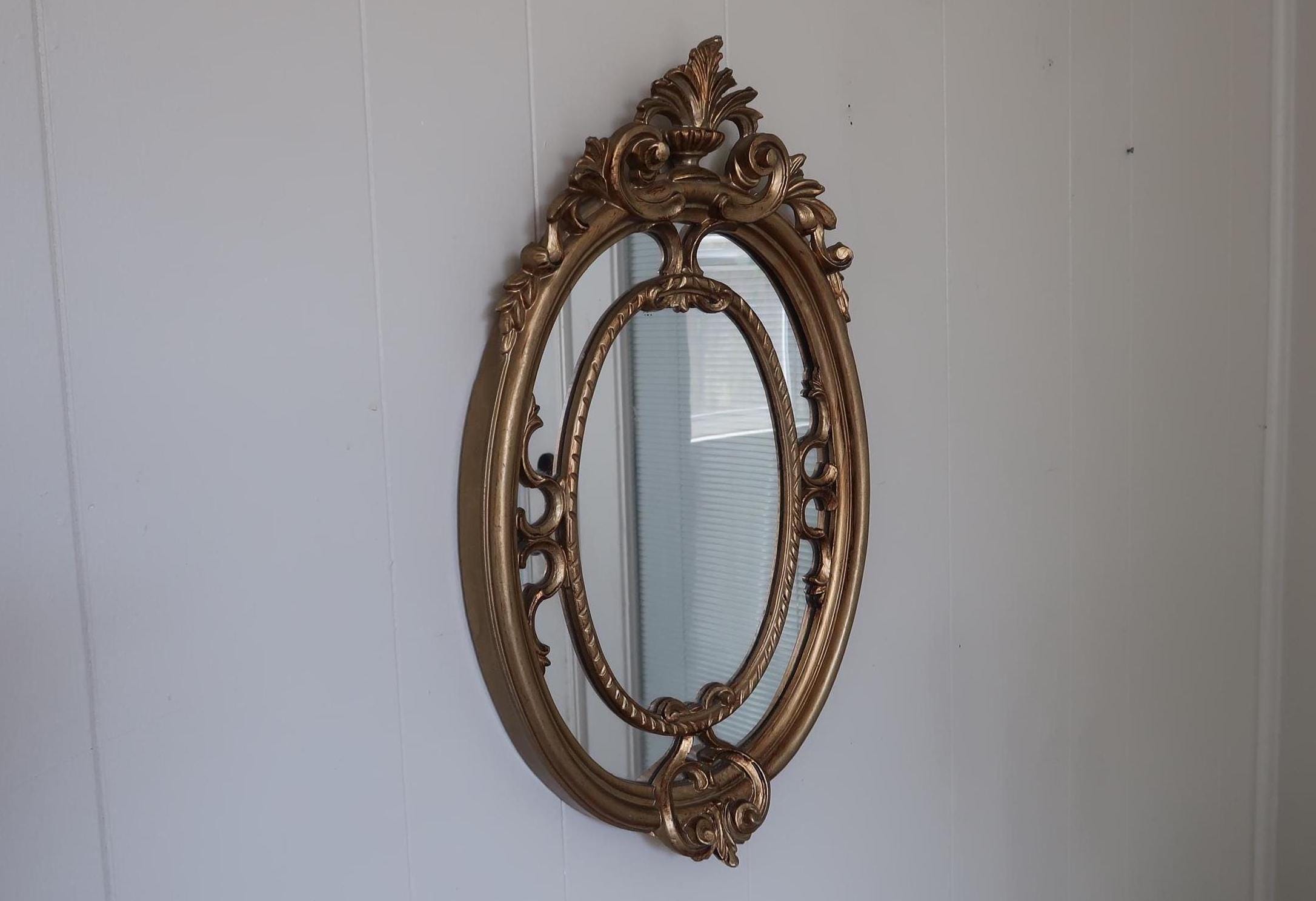 Vintage Ornate Gold Italian Wall Mirror Oval Rococo Style Made in Italy ...