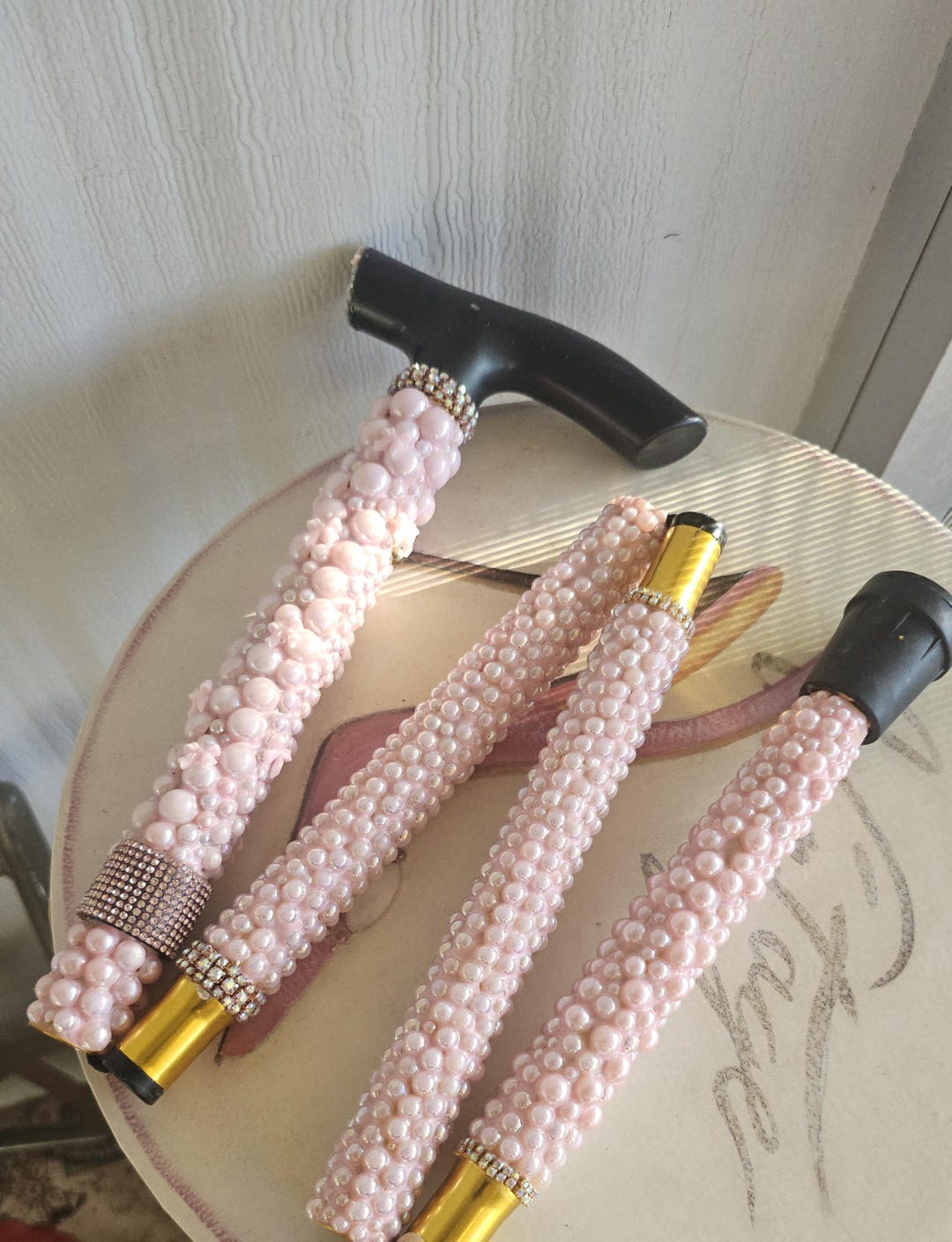 Elagant Pink Pearl Walking Cane - Etsy