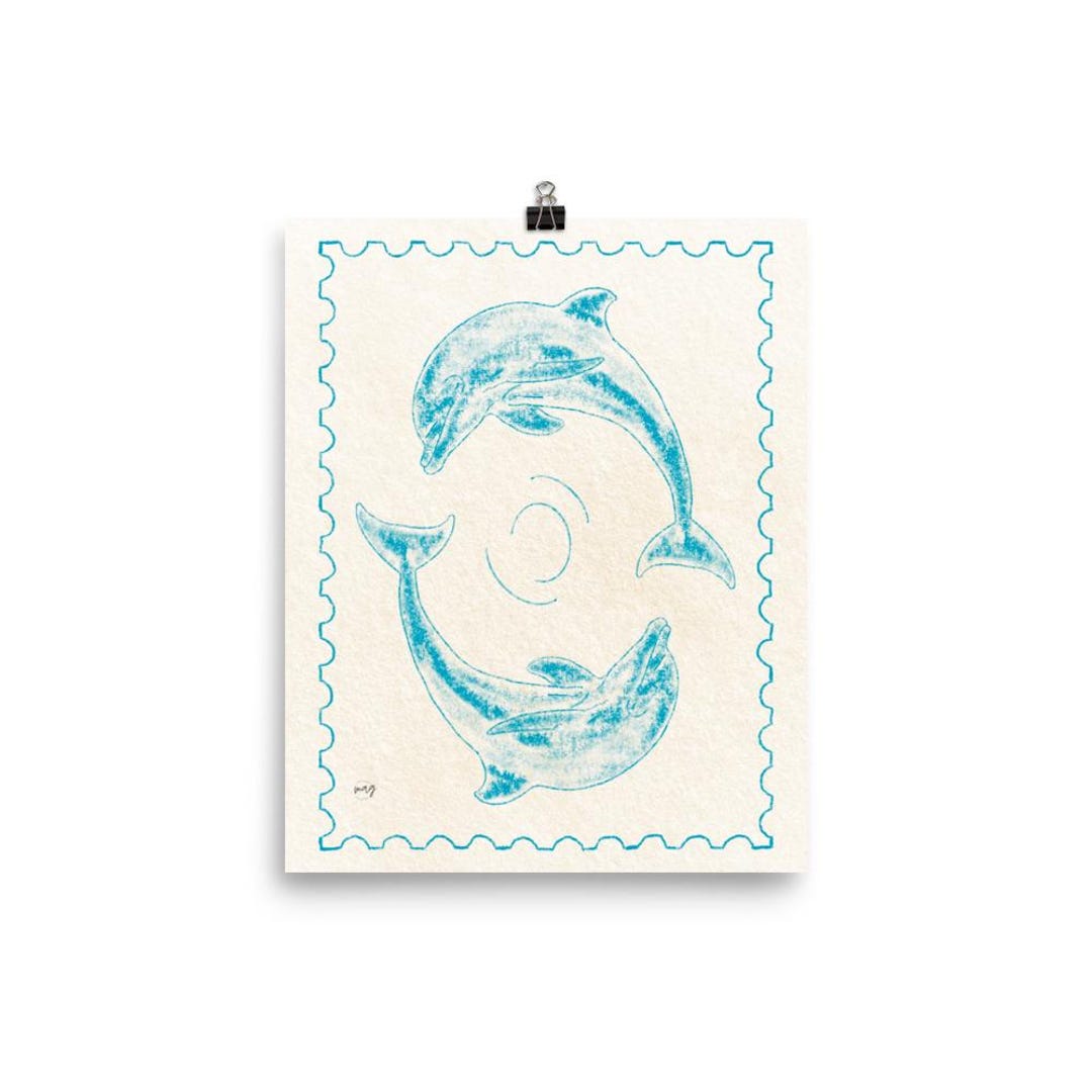 Sea Stamp Dolphin Poster - Etsy