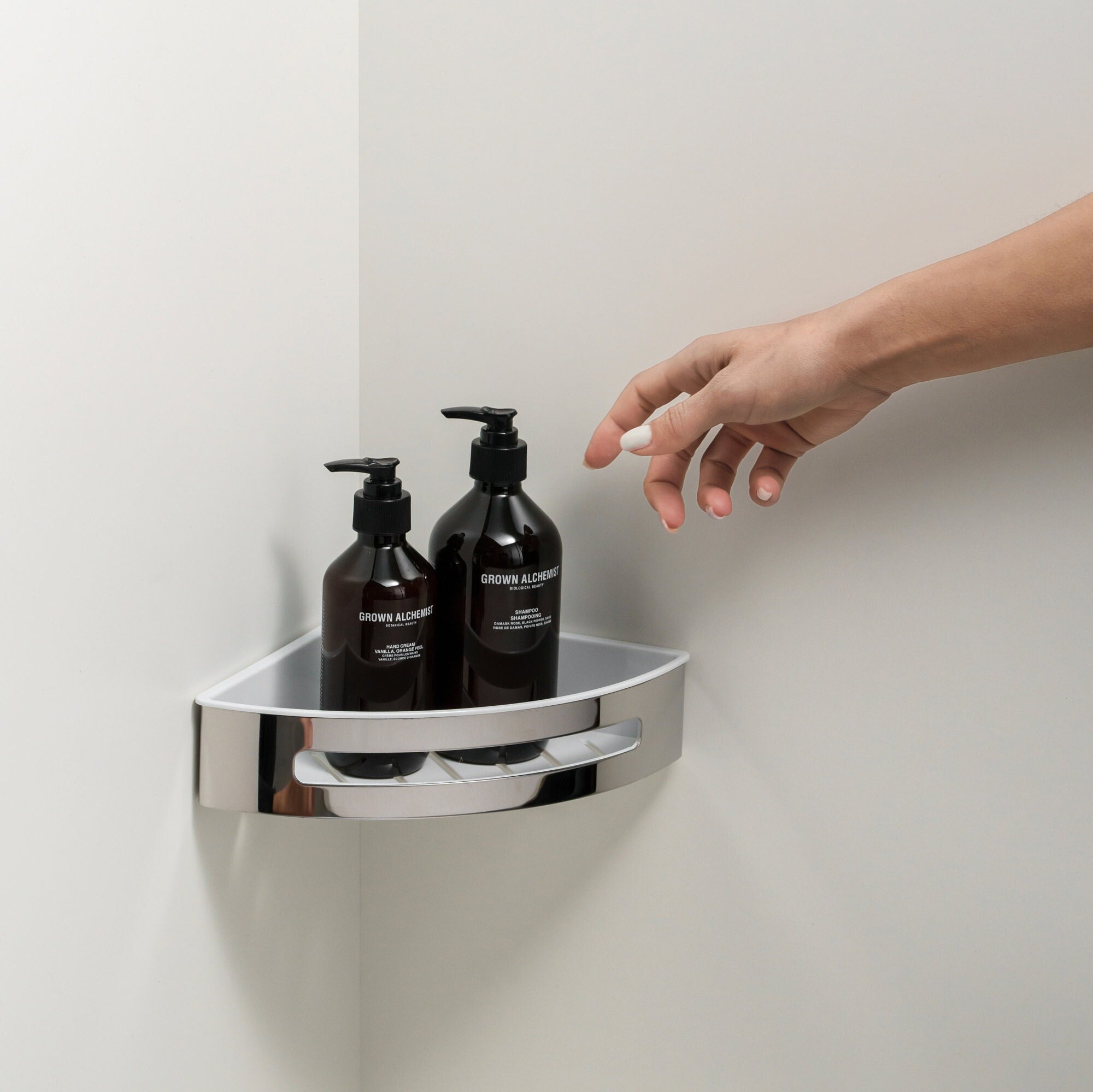 Corner Shower Shelf, Bathroom Favorites, Polished Steel Bath Shelf ...