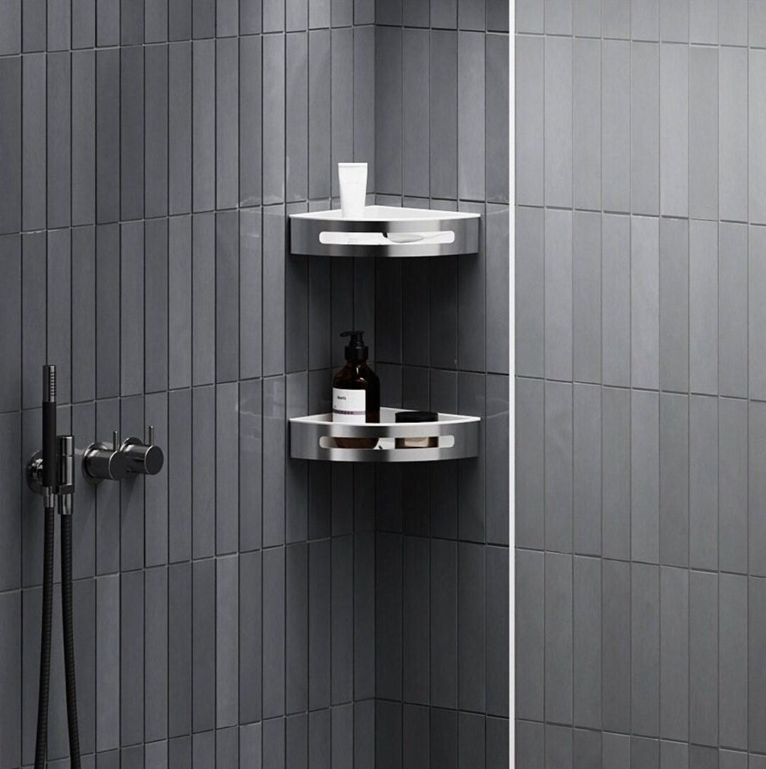 Corner Shower Shelf, Bathroom Favorites, Polished Steel Bath Shelf ...