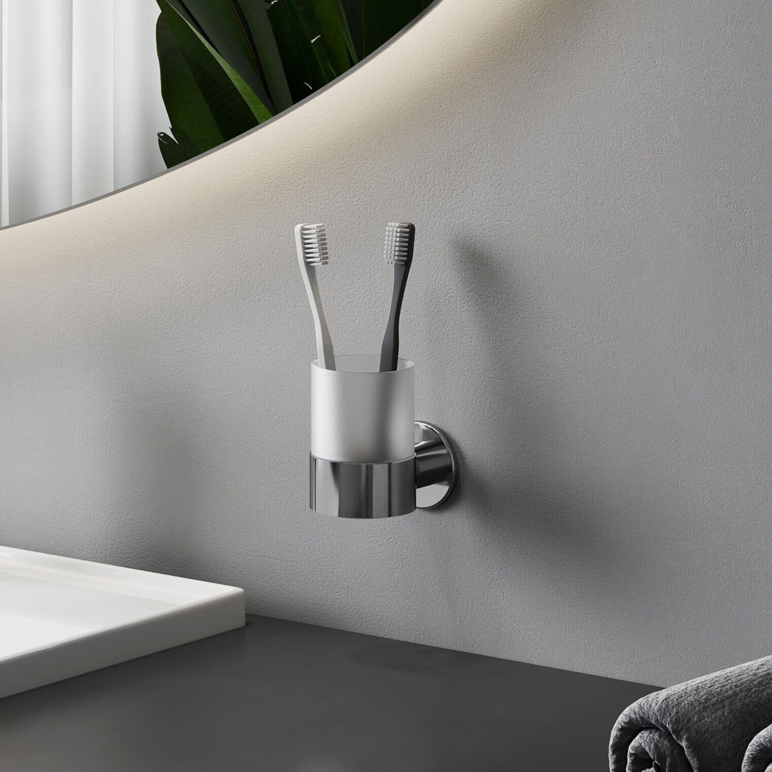 Glass Toothbrush Holder Wall Mount Cup Stand for Bathroom Decor ...