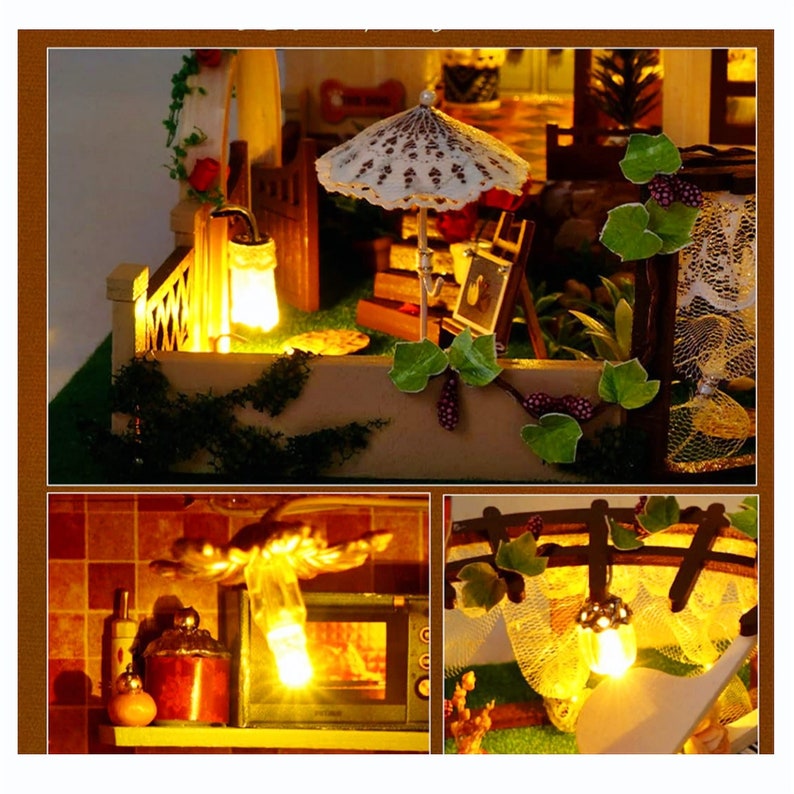 SUPERFLEX Wooden Miniature House Model With Led Light, 3D Miniature ...