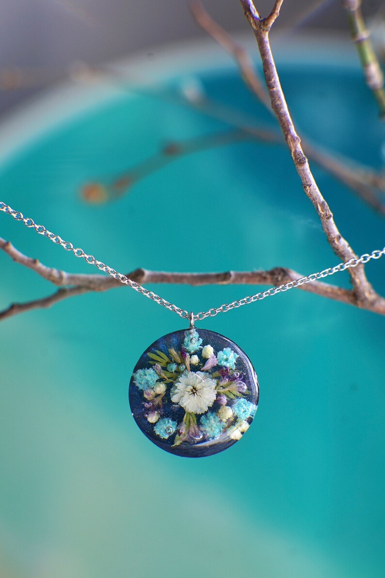 Handmade Resin Pendant With Wildflowers - Etsy