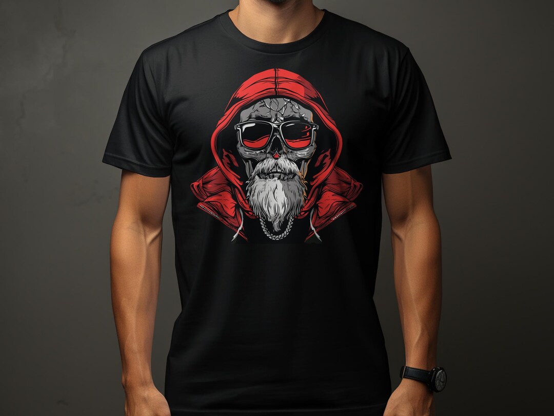Cool Skull T-shirt, Red Hooded Skull Design, Graphic Tees, Stylish ...
