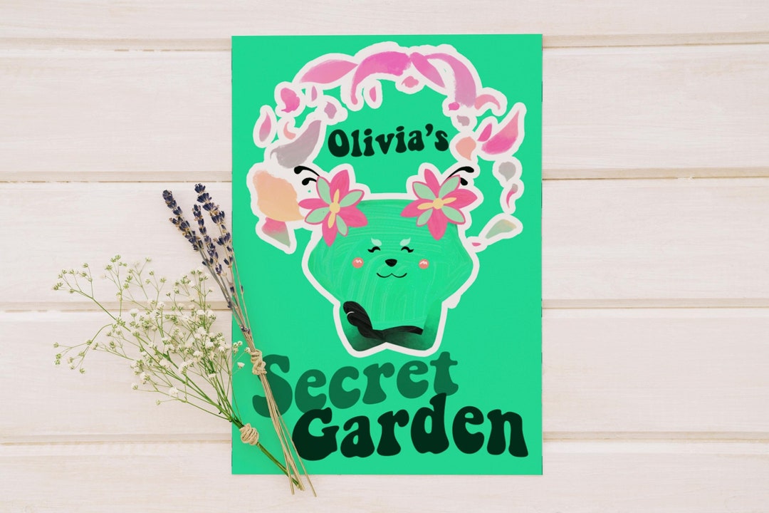 Personalised Kawaii Shiba Inu Digital Print, Custom Skull Secret Garden ...