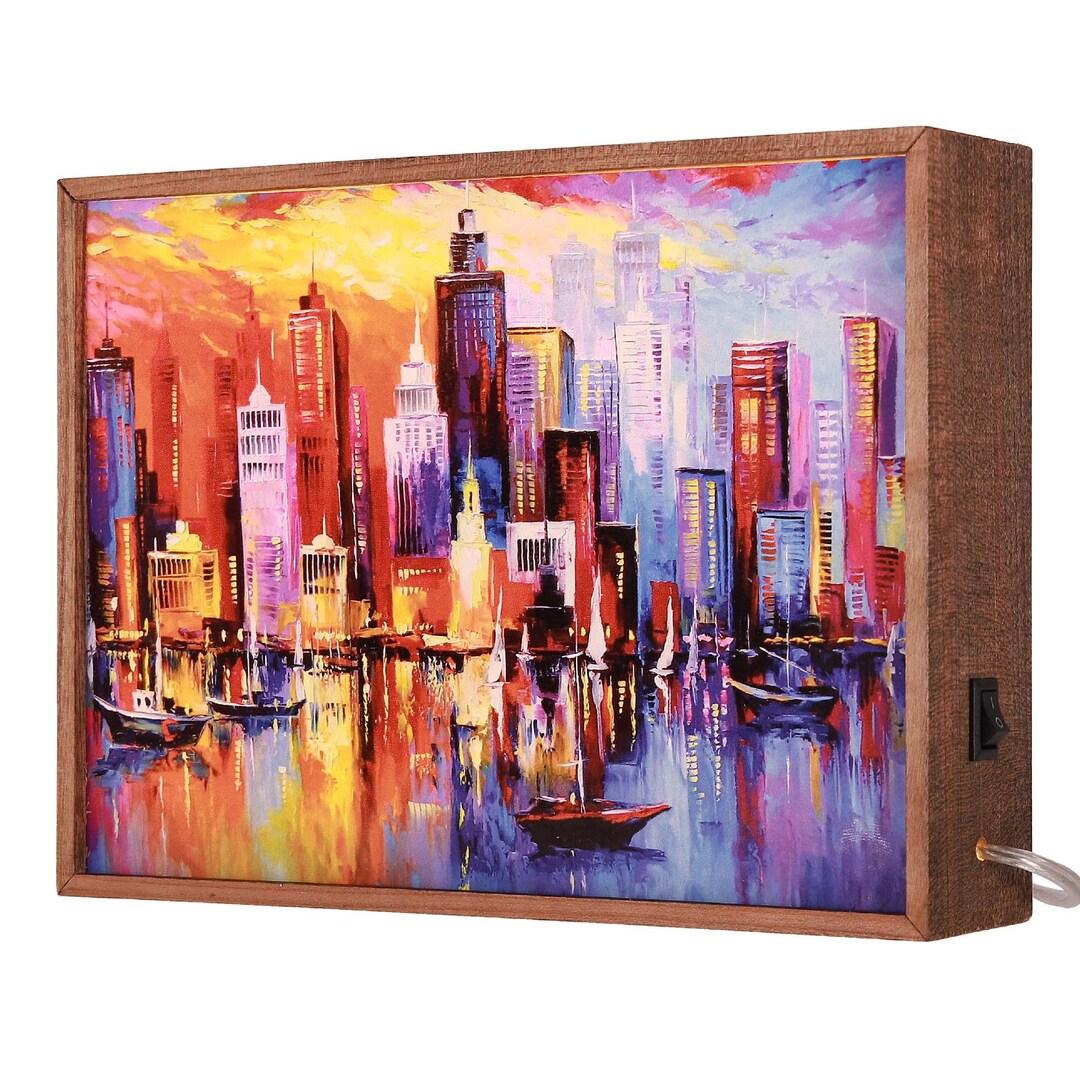 Handcrafted Wooden LED Night Light lightik With Double-sided Art by ...
