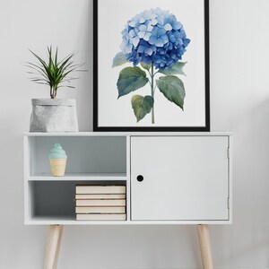 Blue Hydrangea Poster Watercolour, Wall Art Poster, Home Decor, Floral ...