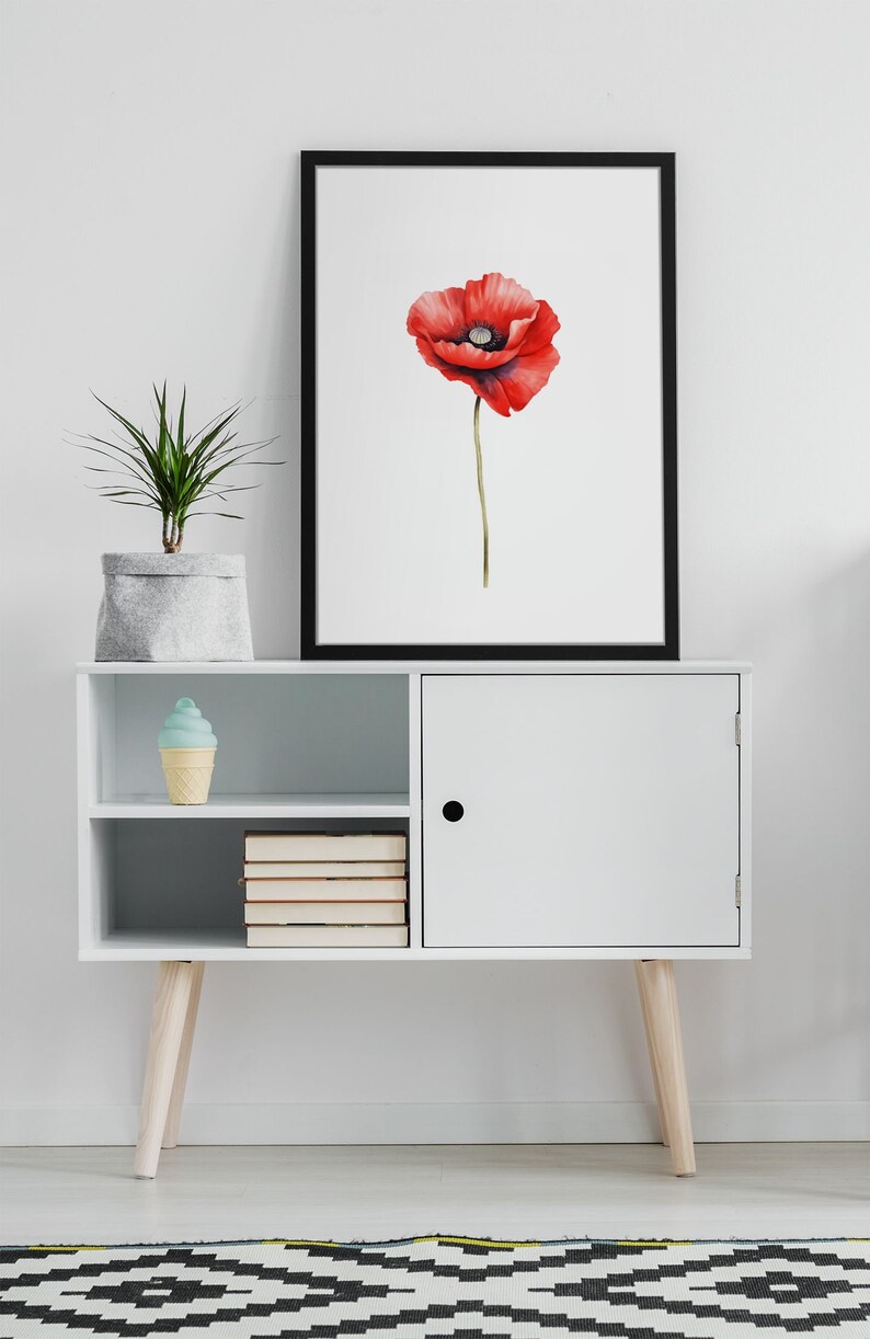 Red Poppy Poster Flower Watercolour, Wall Art Poster, Home Decor ...