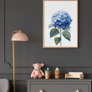 Blue Hydrangea Poster Watercolour, Wall Art Poster, Home Decor, Floral ...