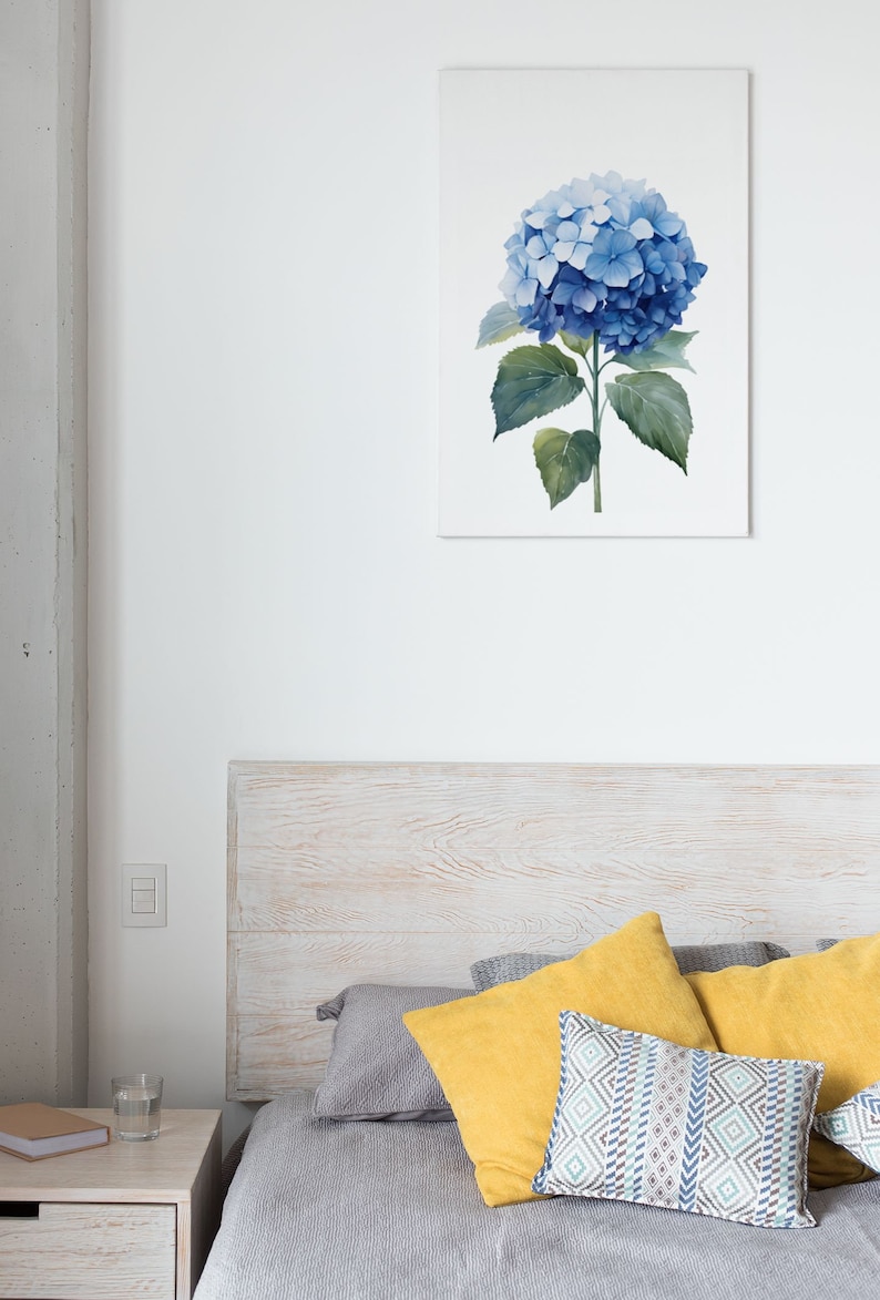 Blue Hydrangea Poster Watercolour, Wall Art Poster, Home Decor, Floral ...