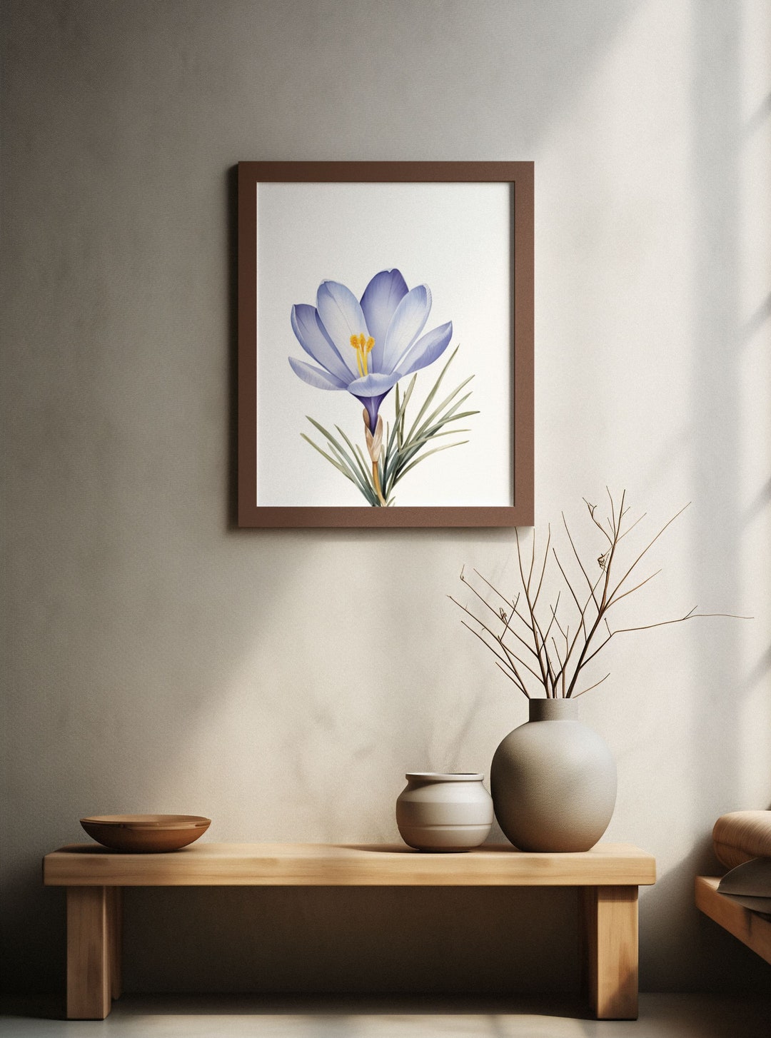 Blue Crocus Poster Watercolour, Wall Art Canvas, Home Decor, Floral ...