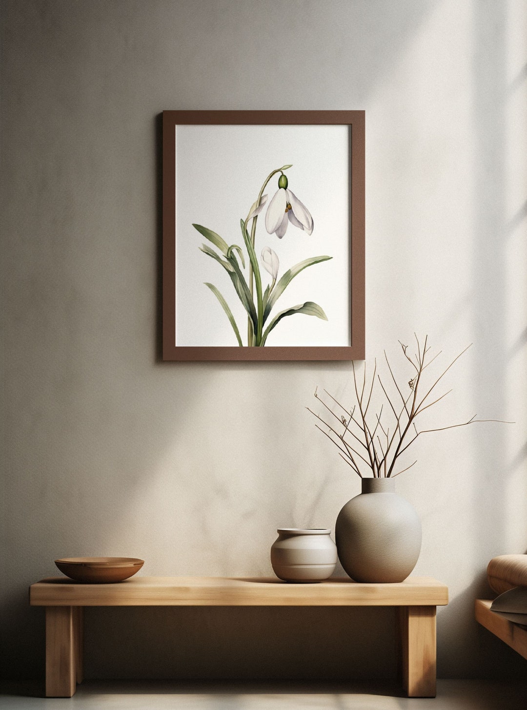 Snowdrop Watercolour, Wall Art Canvas, Home Decor, Floral Gift, for Her ...