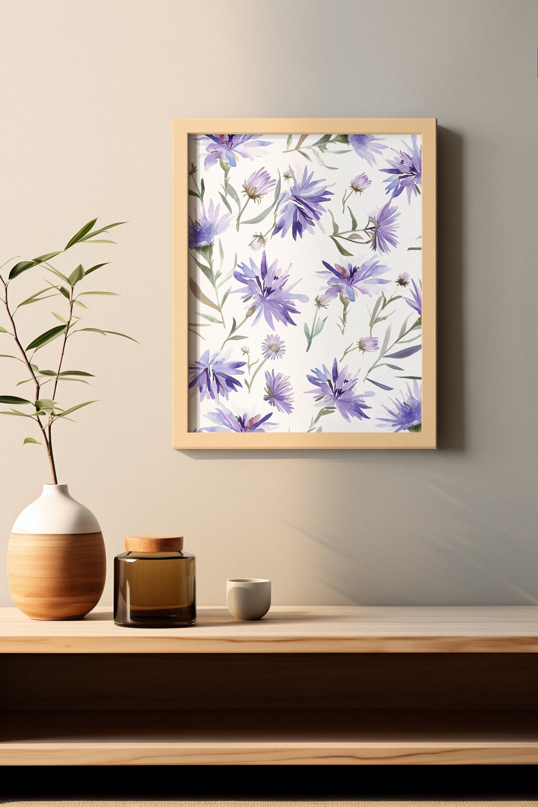 Purple Aster Poster Flower Watercolour, Wall Art Poster, Home Decor ...