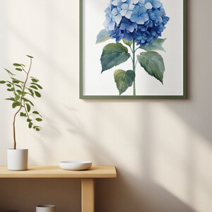 Blue Hydrangea Poster Watercolour, Wall Art Poster, Home Decor, Floral ...