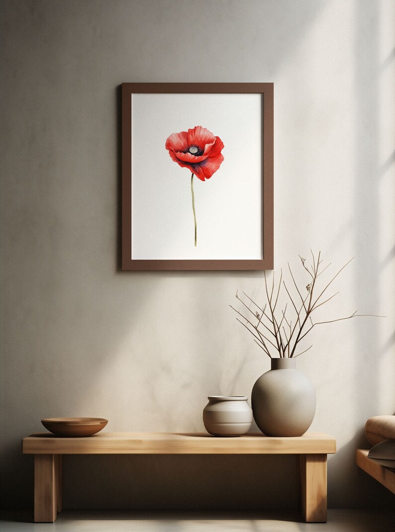 Red Poppy Poster Flower Watercolour, Wall Art Poster, Home Decor ...