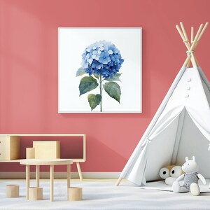 Blue Hydrangea Poster Watercolour, Wall Art Poster, Home Decor, Floral ...