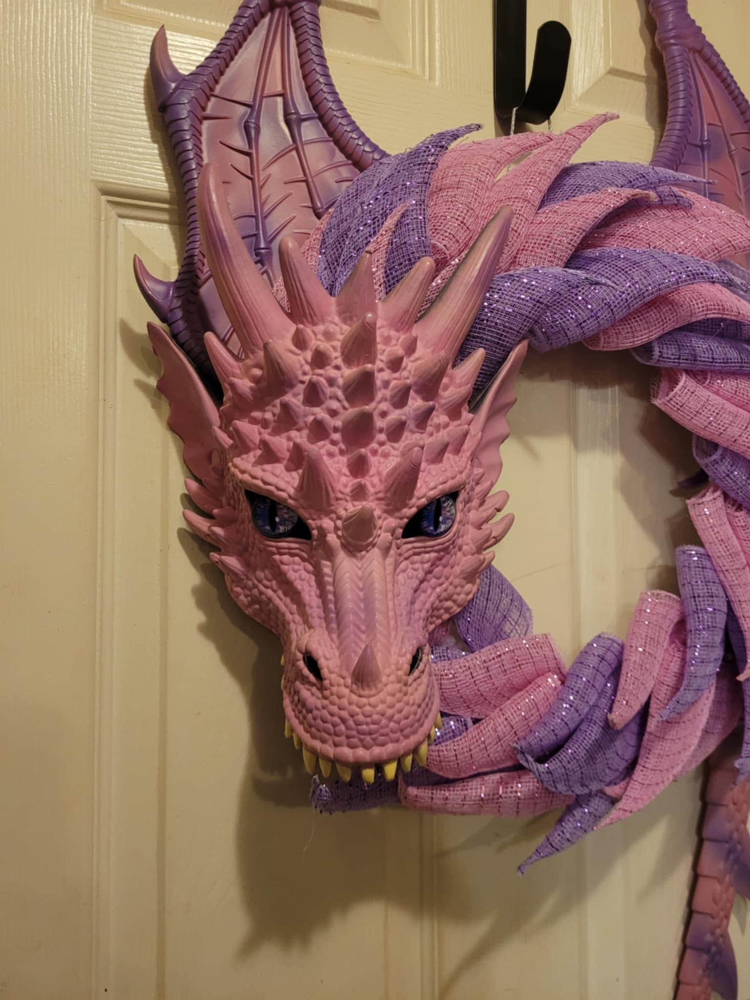 Dragon Wreath Made With Deco Mesh Fins, Adorned by a Child's Halloween ...