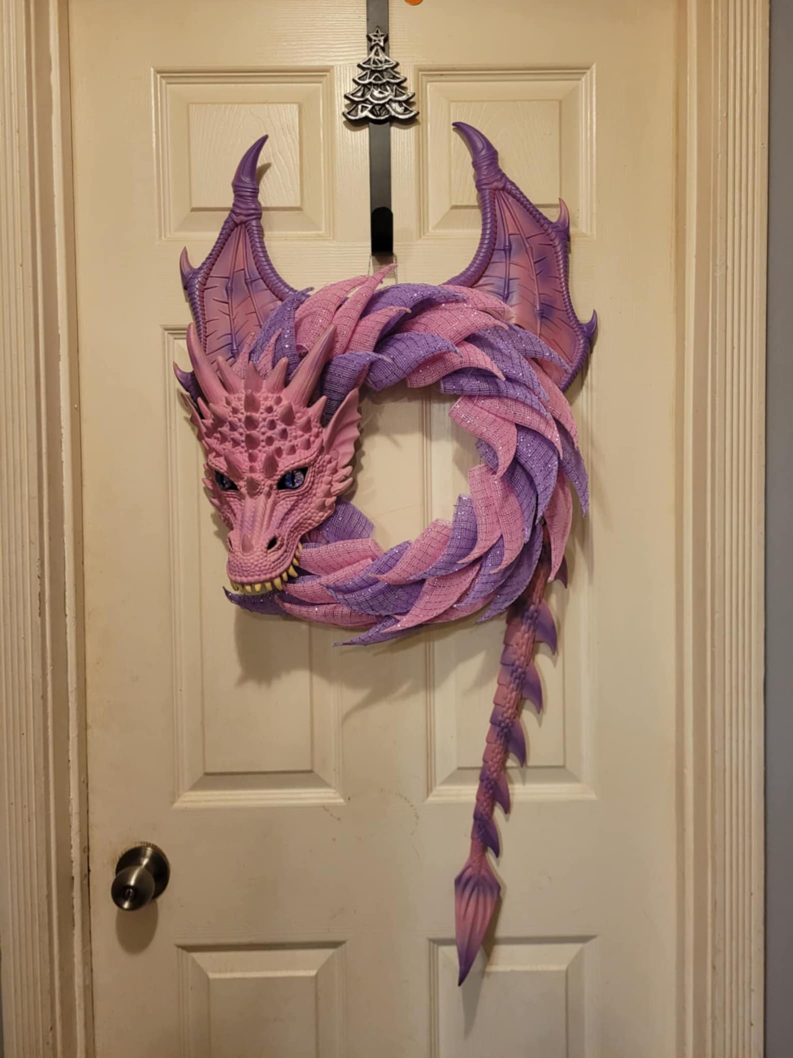 Dragon Wreath Made With Deco Mesh Fins, Adorned by a Child's Halloween ...