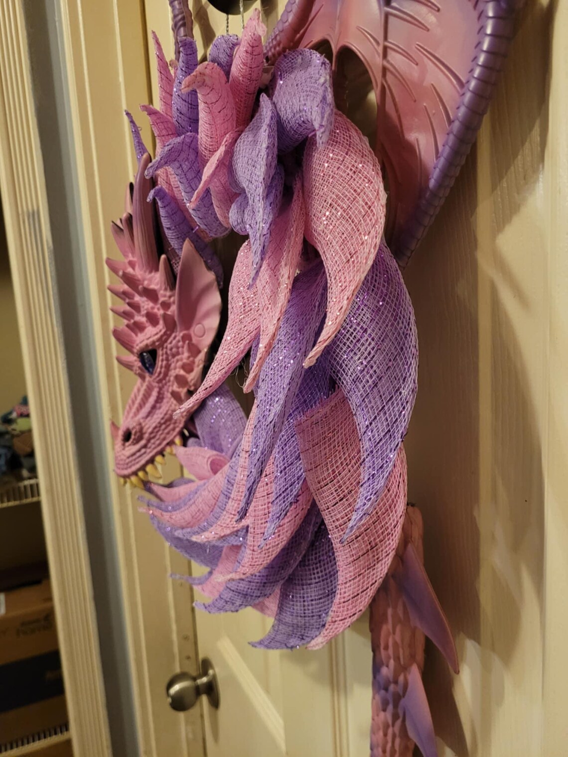 Dragon Wreath Made With Deco Mesh Fins, Adorned by a Child's Halloween ...