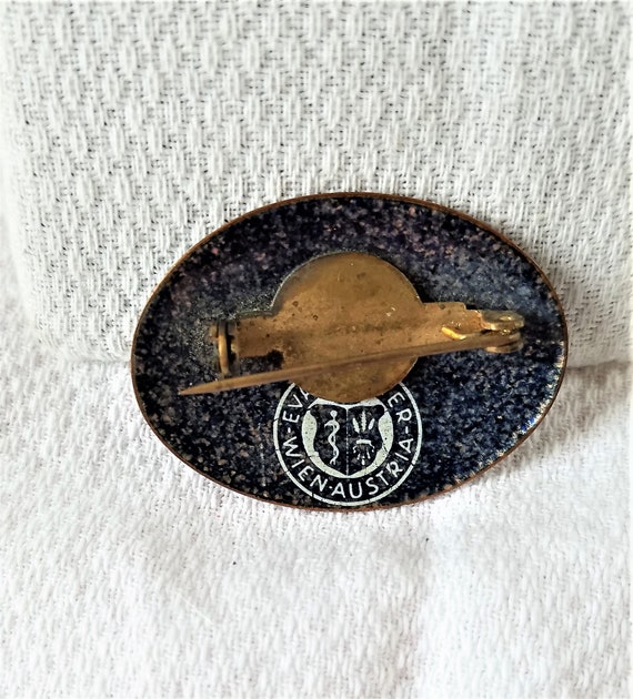 Vintage WIEN AUSTRIA Enamel on Copper PIN - Gem