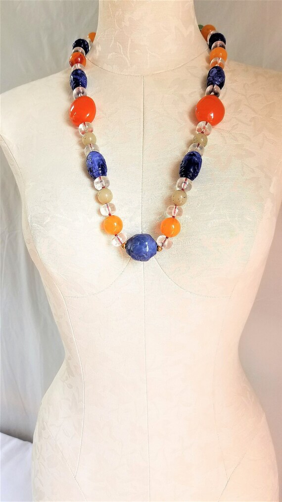 1980's-90's KENNETH LANE Statement Beaded Necklace - Gem