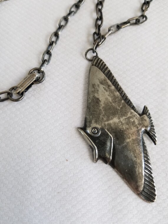 Vintage M9 SWEDEN Pewter Fish Pendant - Gem