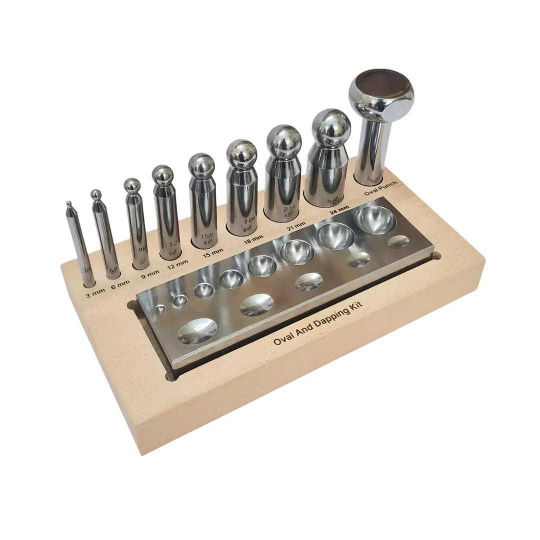Oval & Round Dapping Set 9 Piece on Wooden Base - Jewelry Making Tool ...