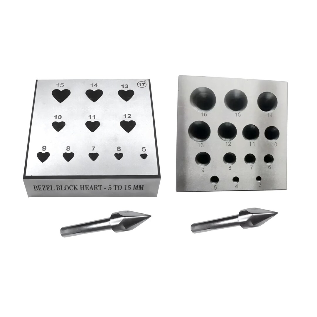 Bezel Block Set of 2 Shapes Heart & Round 5mm-15mm and 3mm-16mm 17 ...