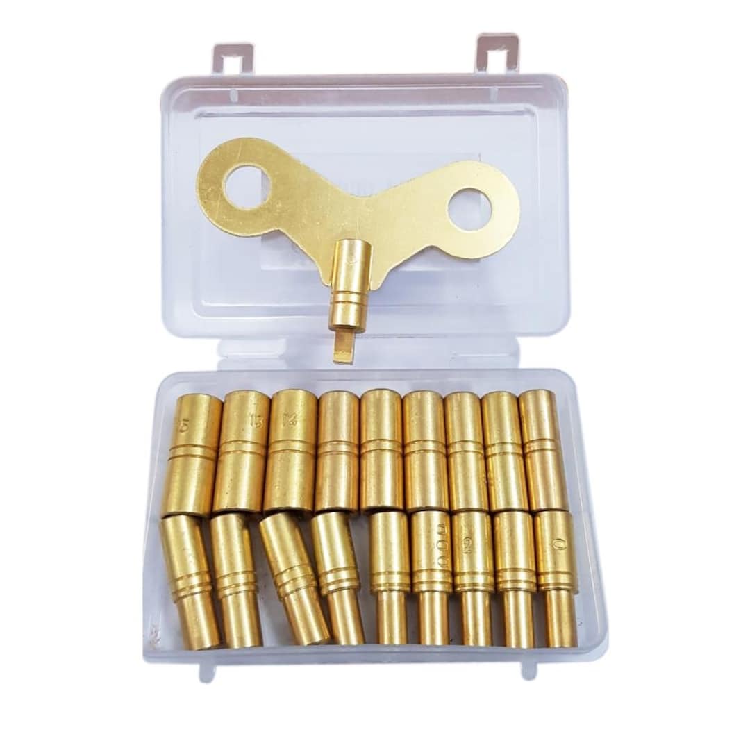 19 Piece Clock Winding Key Set | Universal Brass Key Sizes 000 to 15 ...
