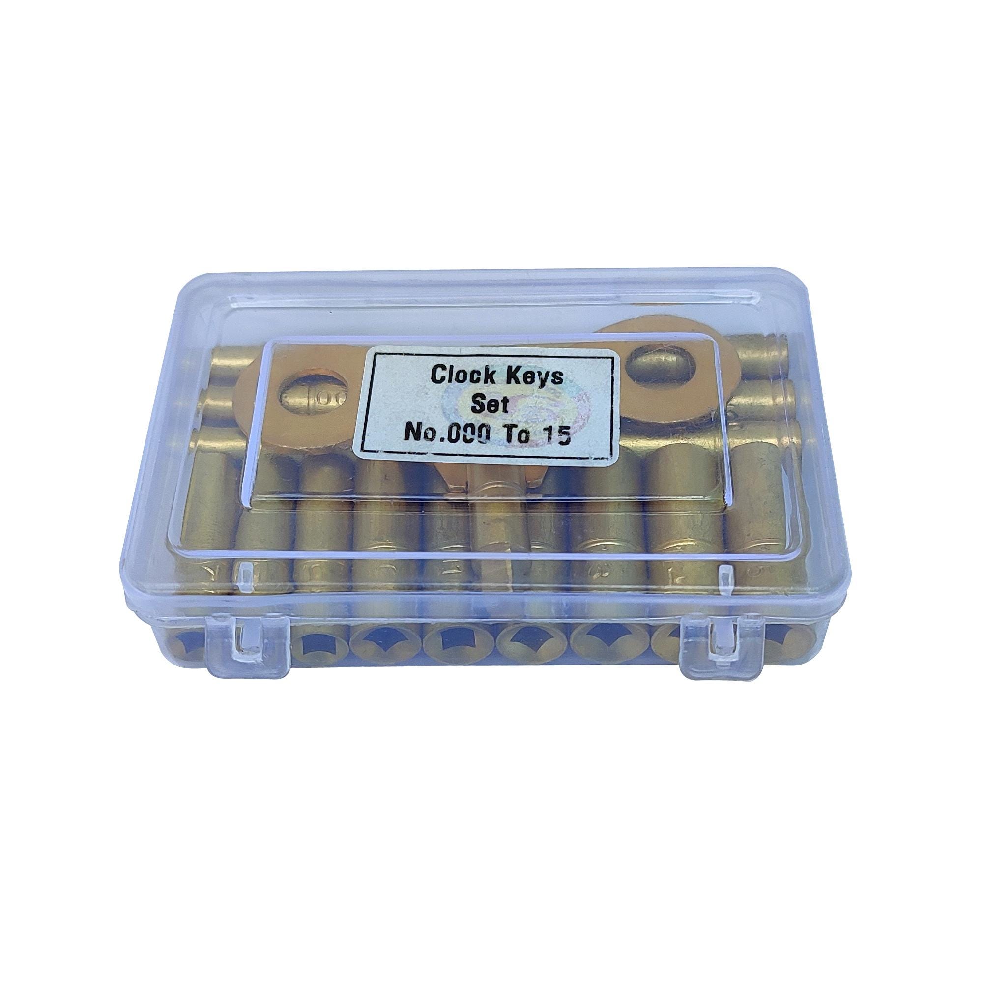 19 Piece Clock Winding Key Set | Universal Brass Key Sizes 000 to 15 ...