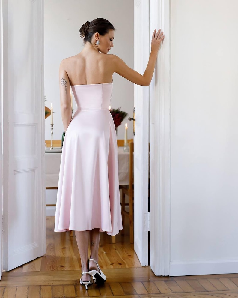 Light Blue Wedding Guest Dress: Satin Sweetheart Corset Midi - Etsy Canada