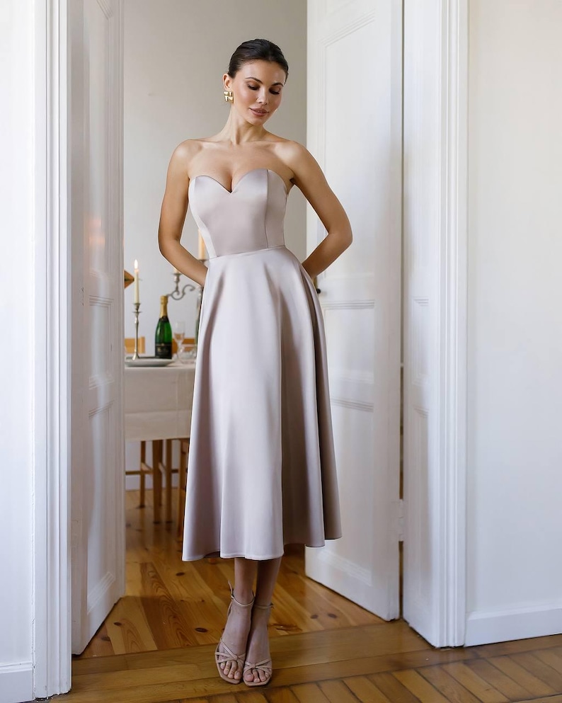 Light Blue Wedding Guest Dress: Satin Sweetheart Corset Midi - Etsy Canada